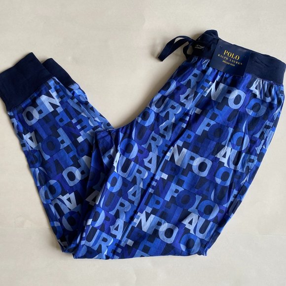 Polo Ralph Lauren | Pants | Polo Ralph Lauren Allover Logo Jersey Knit Jogger Pajama Lounge ...